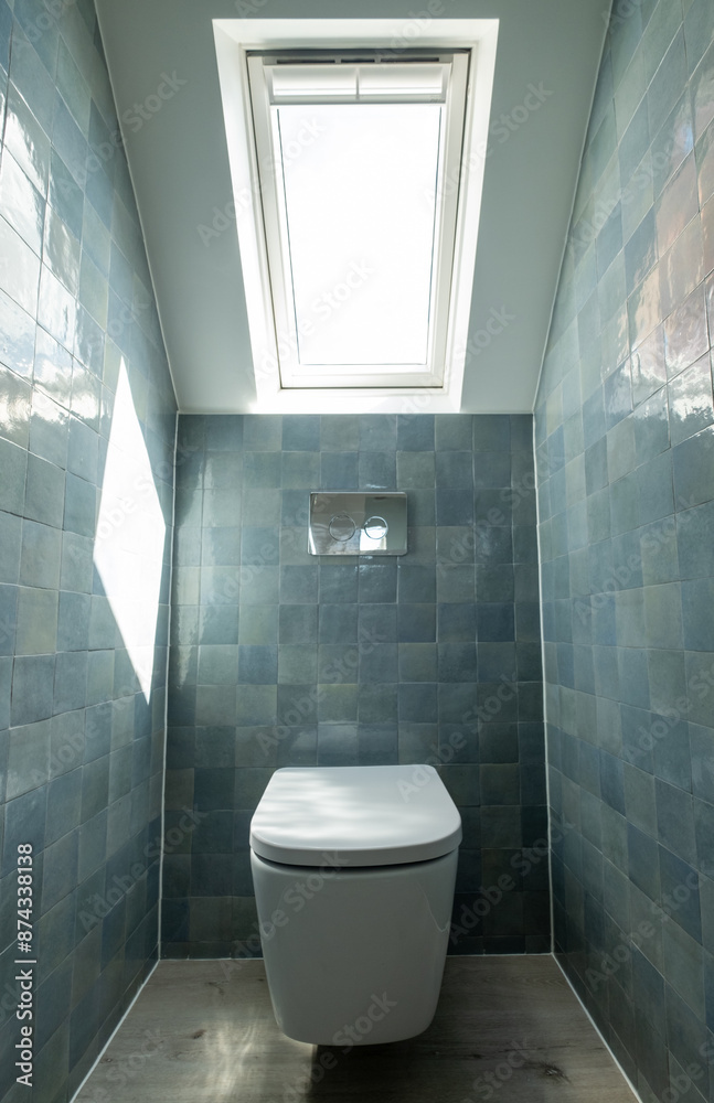 Small toilet in a loft conversion which makes clever use of eaves space ...