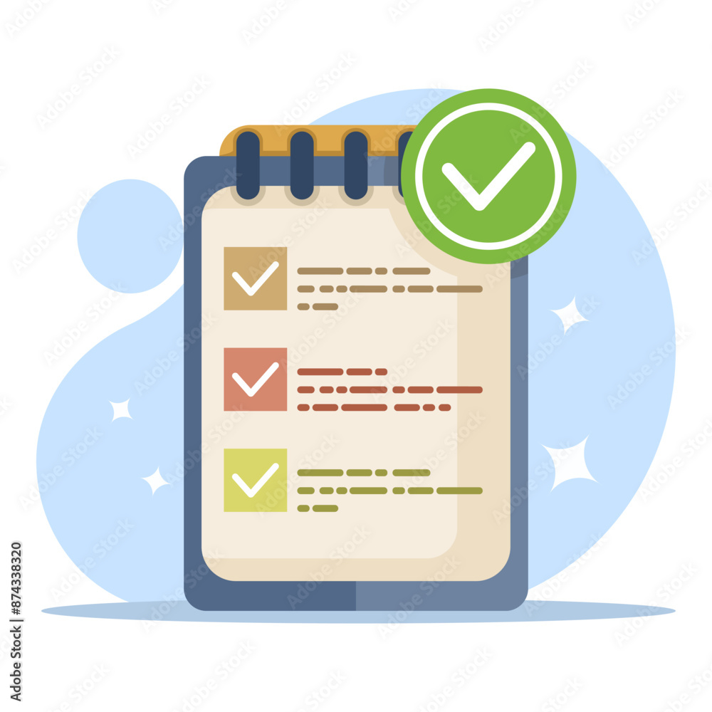 Completed task concept with check mark, all tasks have been completed ...