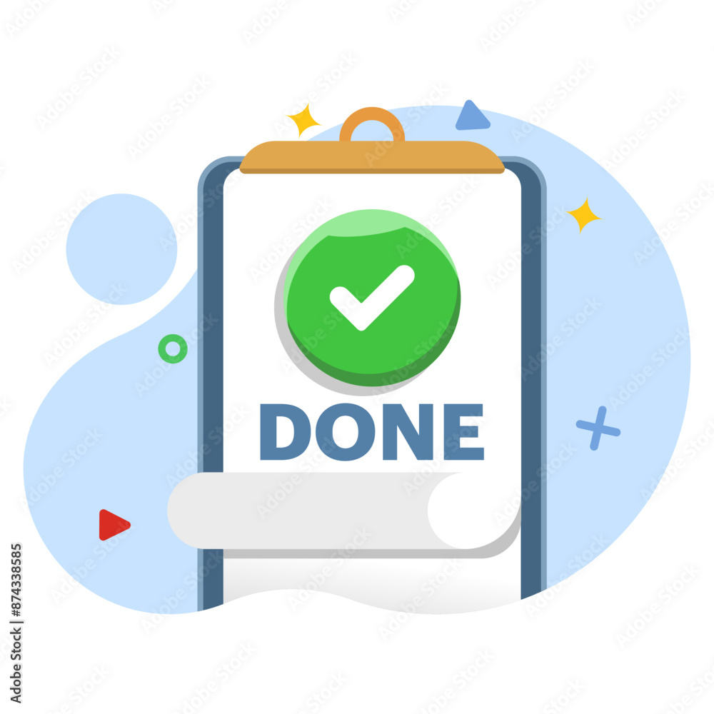 Completed task concept with check mark, all tasks have been completed ...