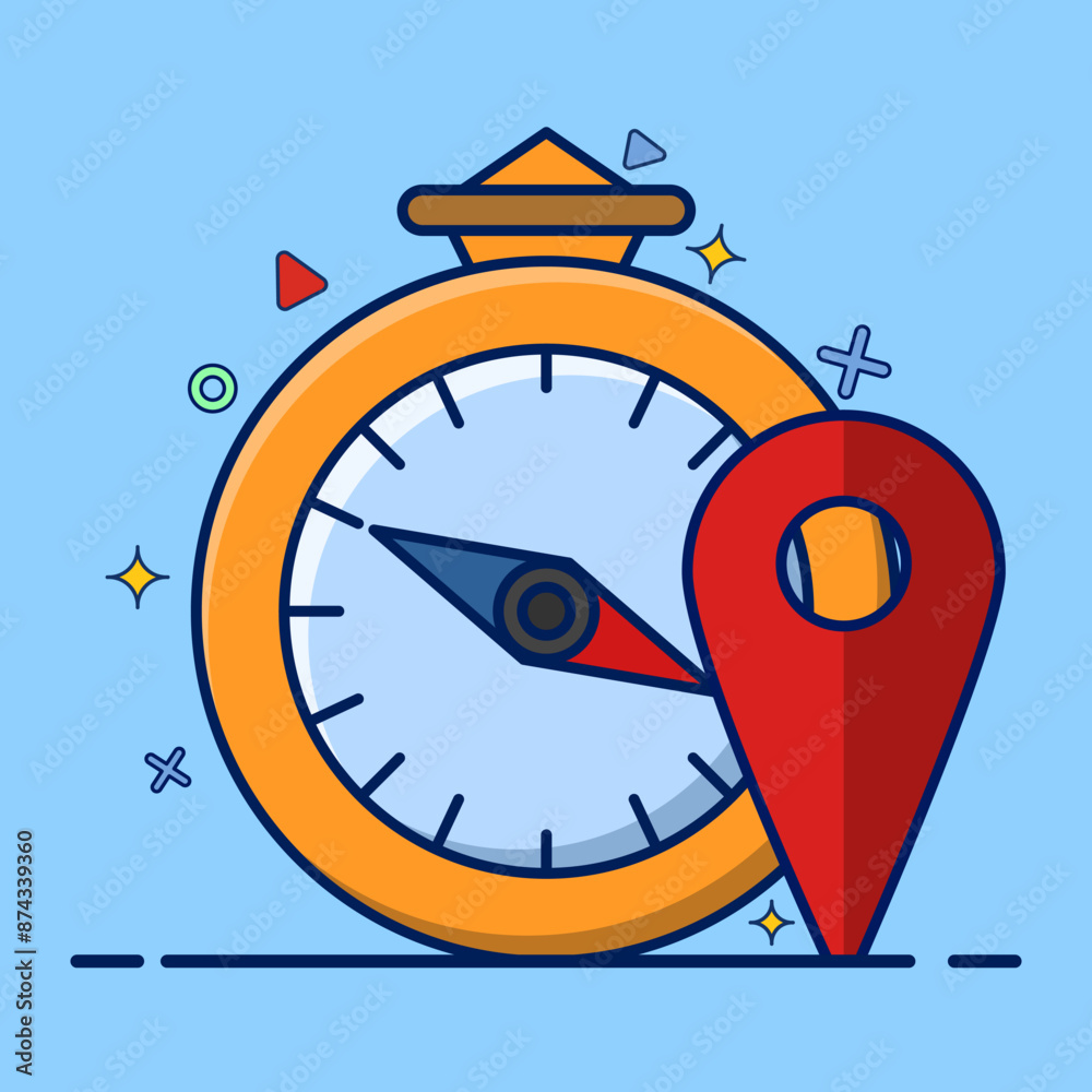 Concept of Compass and Map Pin Signs as symbols for pointing directions ...