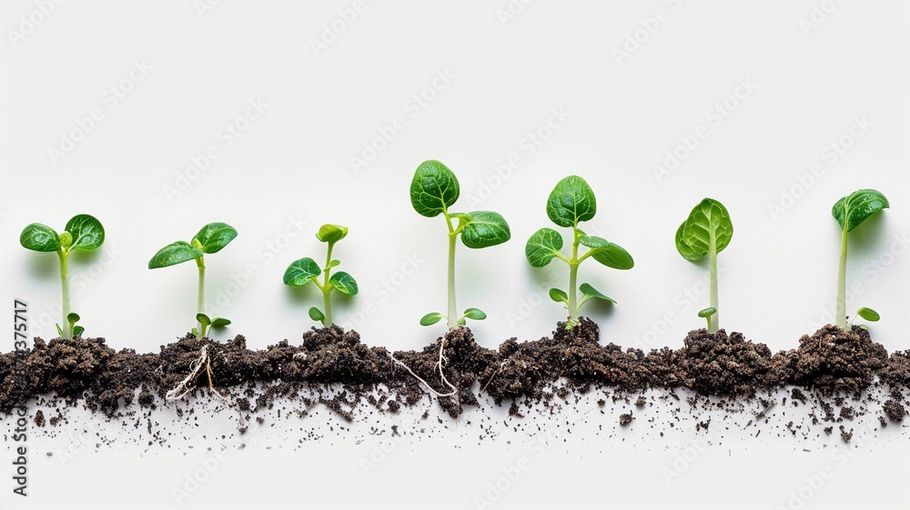 Embark on a visual narrative depicting the development of a young plant ...