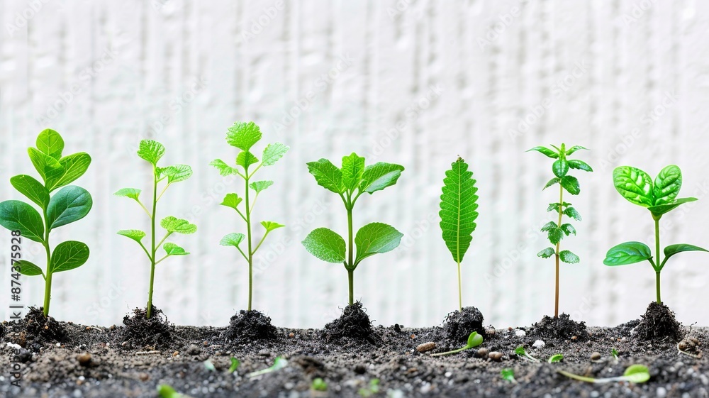 Embark on a visual narrative depicting the development of a young plant ...