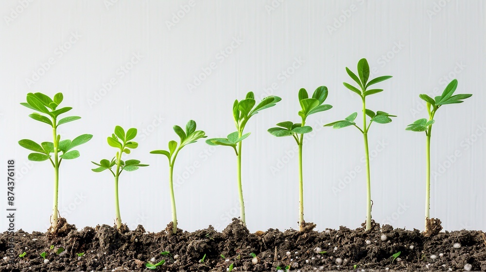Embark on a visual narrative depicting the development of a young plant ...