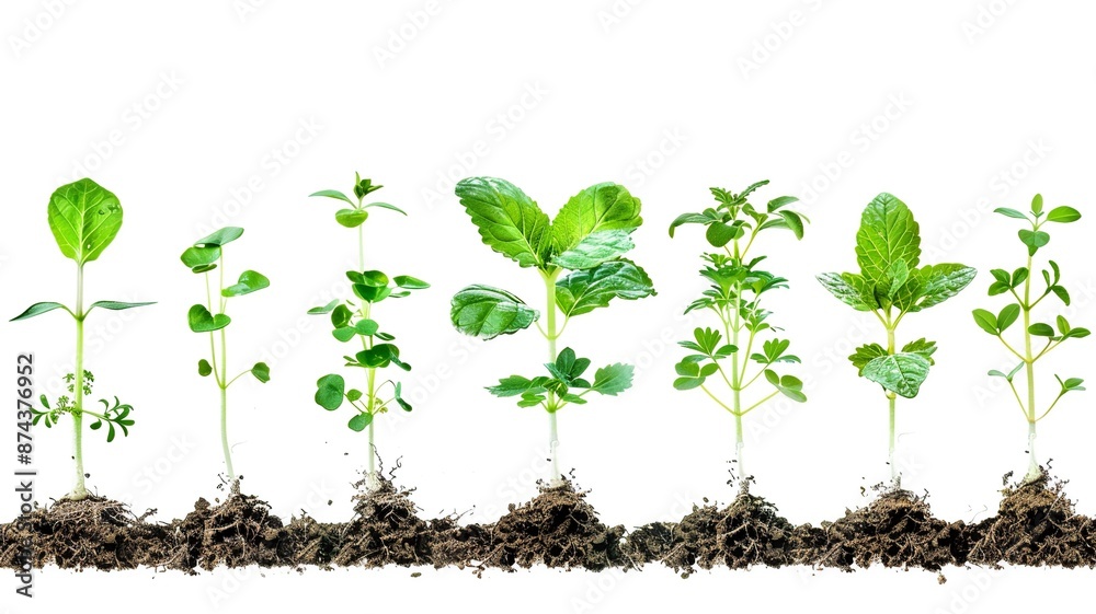 Embark on a visual narrative depicting the development of a young plant ...