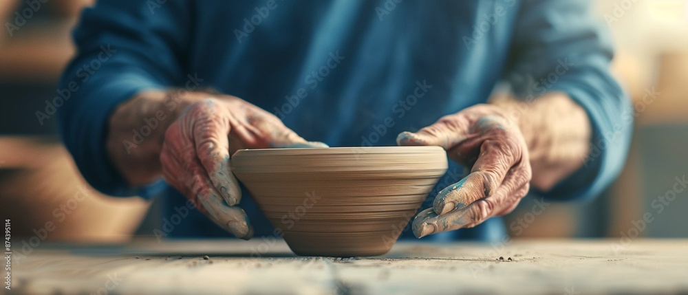Person practicing a new craft skill at a workshop, Realistic, Natural ...