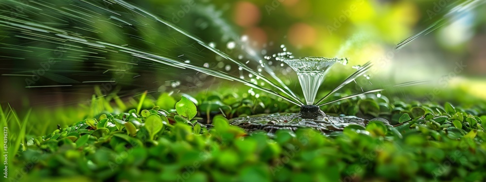 Lawn Watered by Modern Sprinkler System - Automatic Irrigation, Smart ...