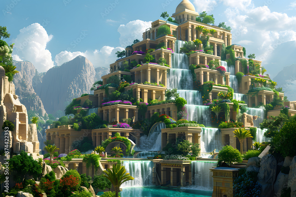 The Hanging Gardens of Babylon, one of the Seven Wonders of the Ancient ...
