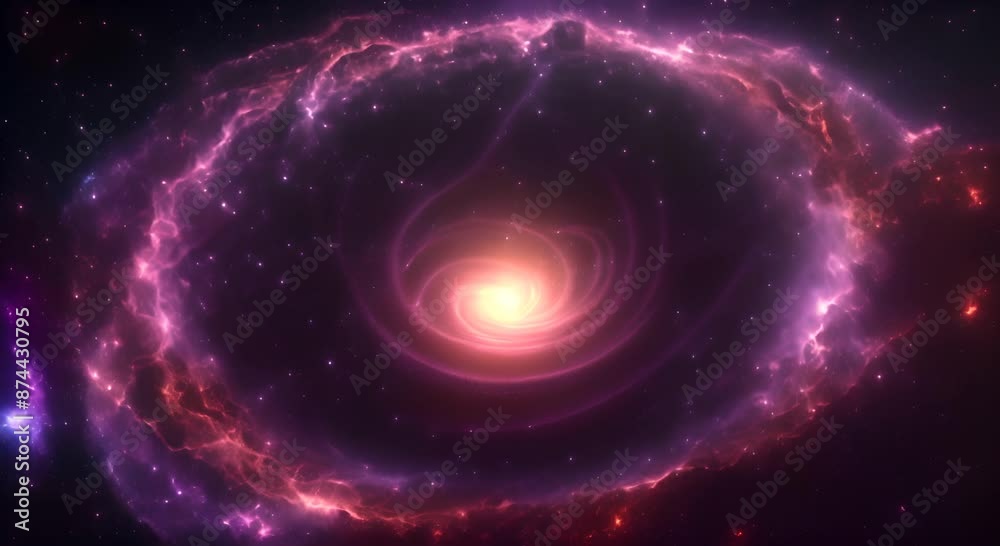 Cosmic vortex with sparkling particles like a nebula on a dark black ...