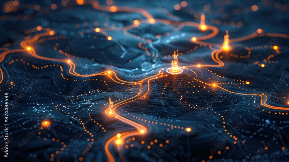 Interactive career map with glowing pathways Stock Photo | Adobe Stock