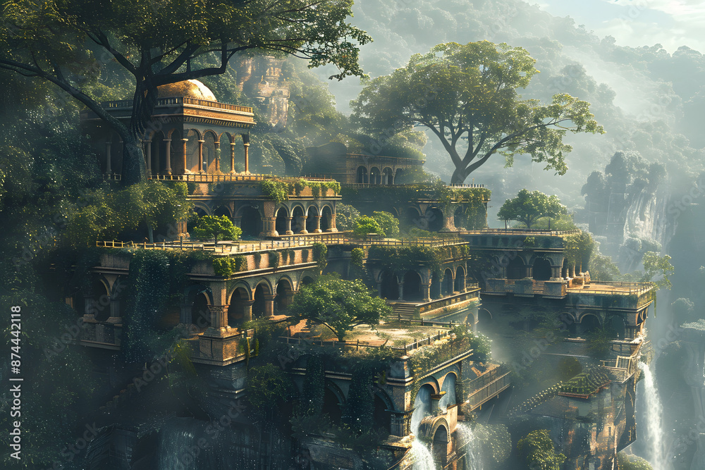 The Hanging Gardens of Babylon, one of the Seven Wonders of the Ancient ...