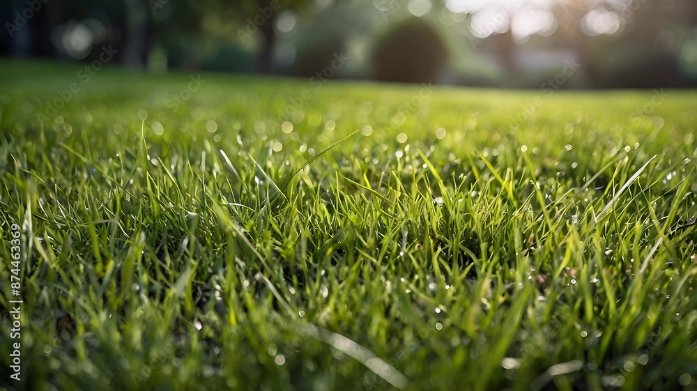 green grass with water drops, green grass background, green grass in ...
