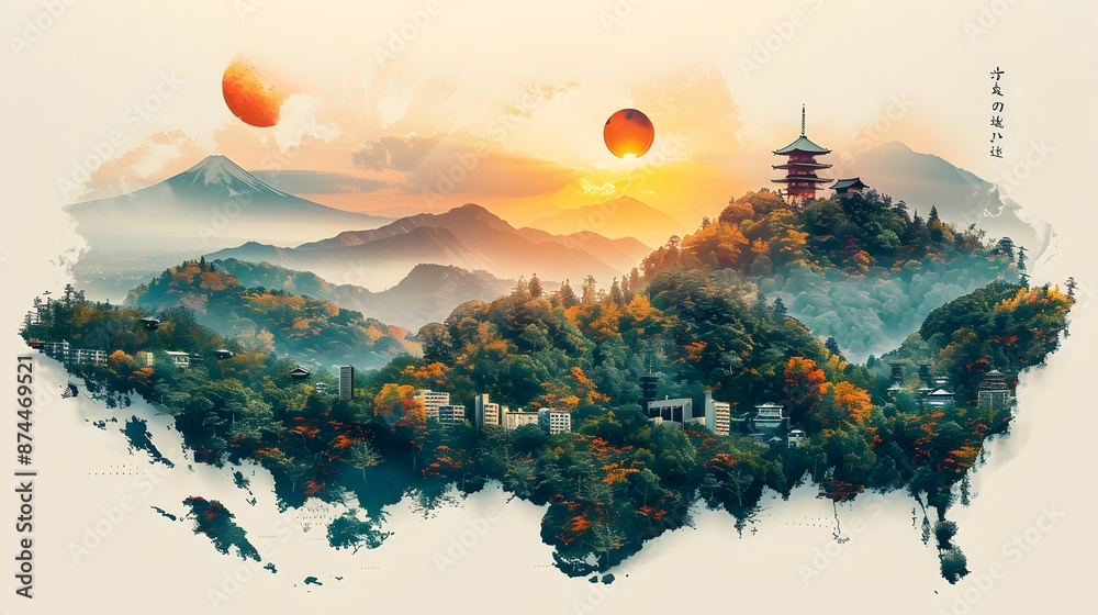 Comprehensive Japan Map with Iconic Symbols for Tourist Hotspots Tech ...