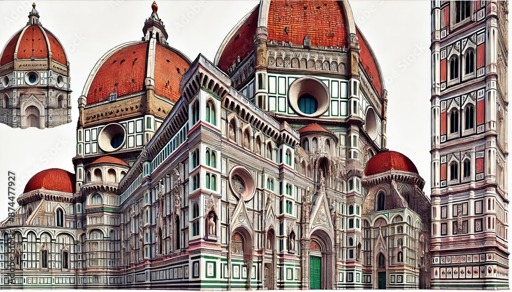 The fine drawing of Florence's Duomo (Cathedral of Santa Maria del ...