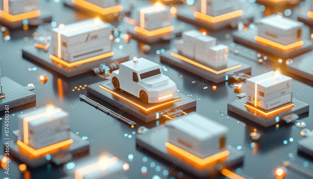 A floating warehouse system, where cargo ships dock and transfer goods ...