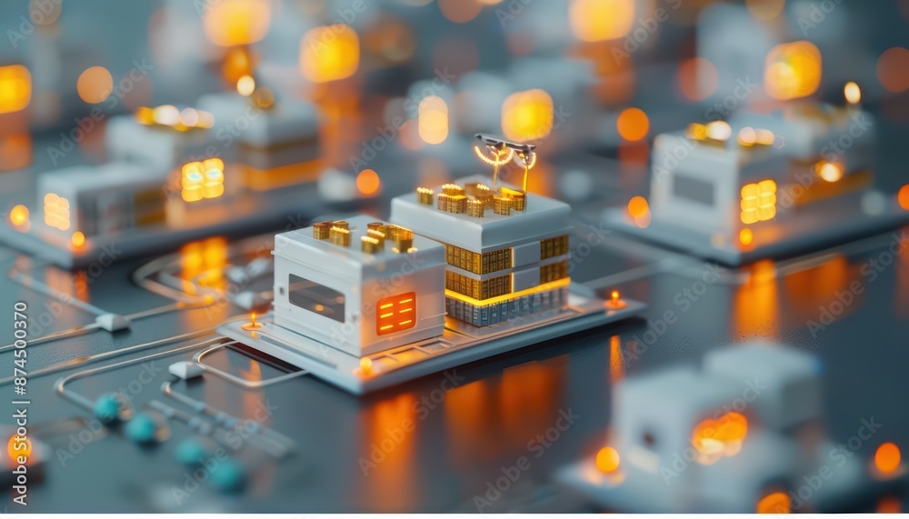 A floating warehouse system, where cargo ships dock and transfer goods ...