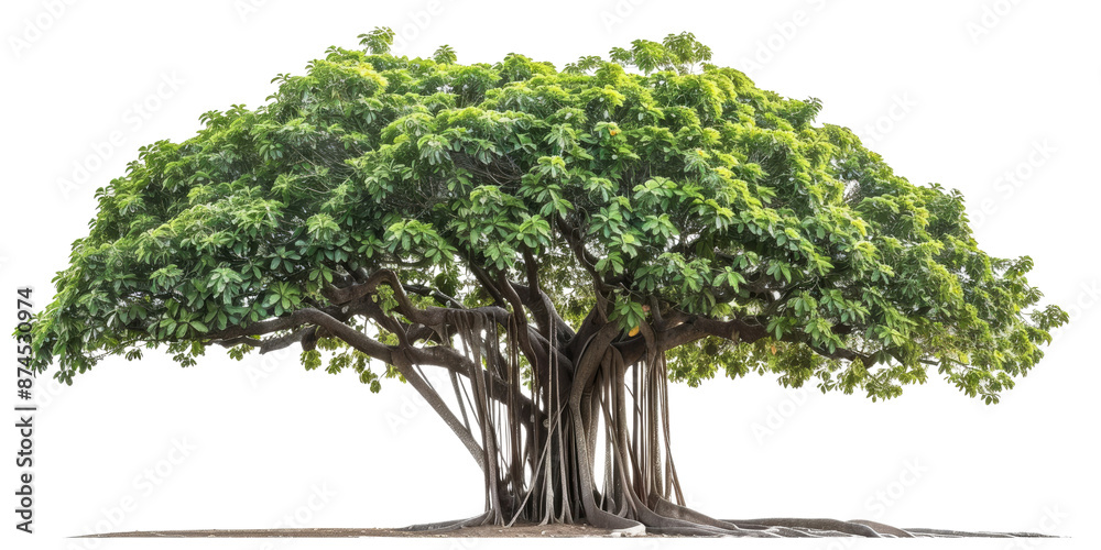 Green realistic huge tall wide Banyan tree cut out, isolated ...