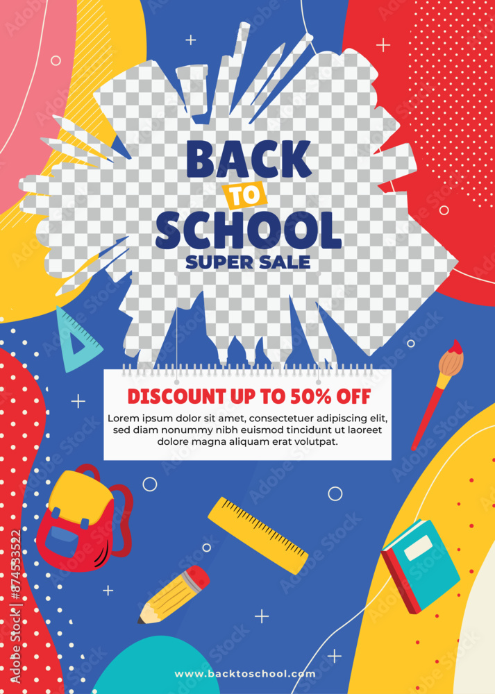 Back to school vertical sale flyer template with photo Stock Vector ...