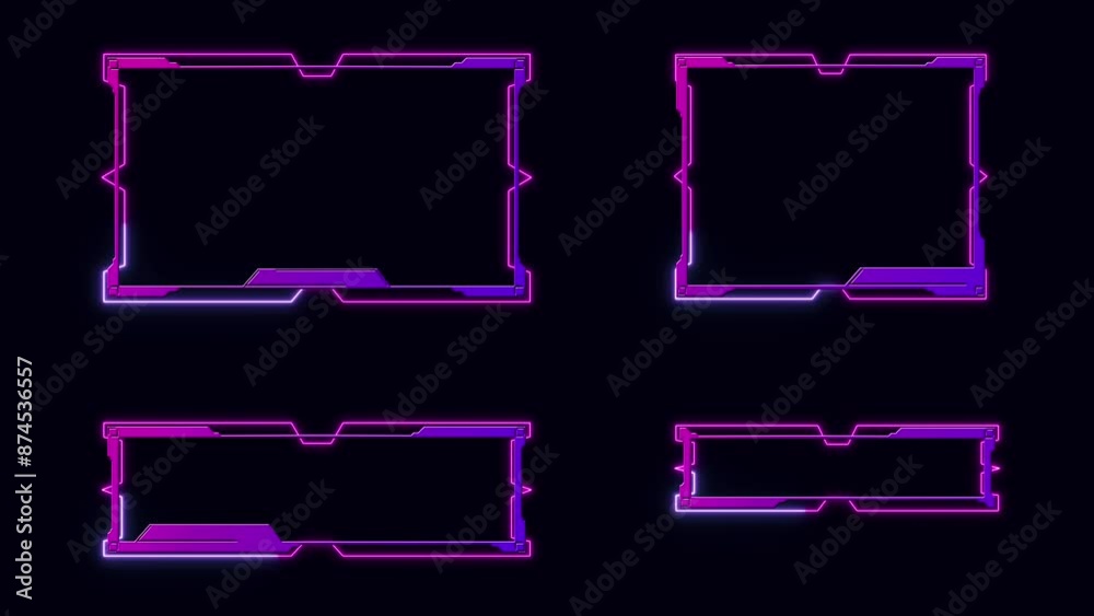 Looped light frame for game streaming video on a transparent background ...