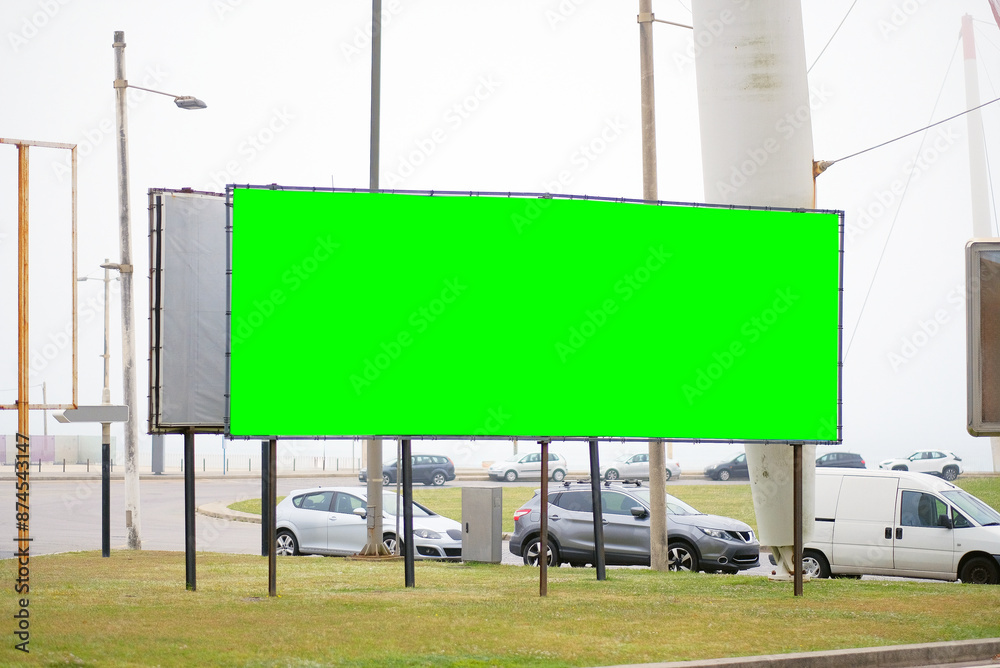 Wide Blank Green Screen Billboard Bigboard for Advertisement Mockup in ...