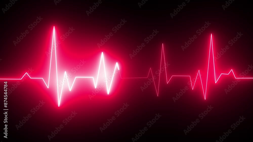 Neon heartbeat on black isolated background. 4k seamless loop animation ...