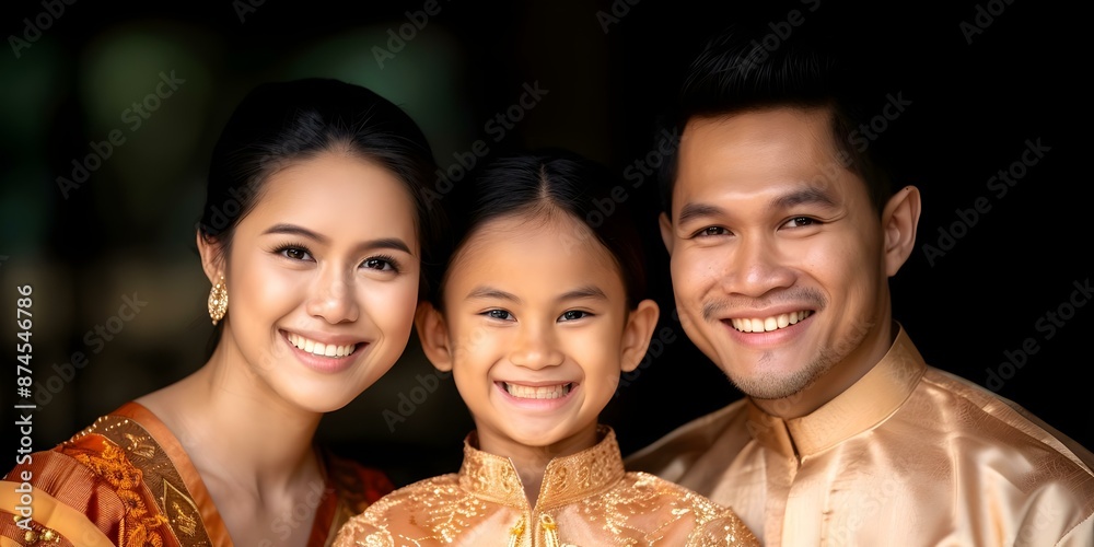 Joyful Filipino family in traditional Barong Tagalog and Filipiniana ...