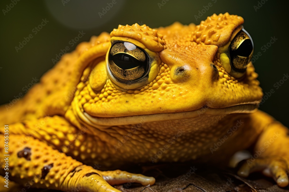 Intriguing Yellow toad closeup photo. Wildlife venom amphibian poison ...
