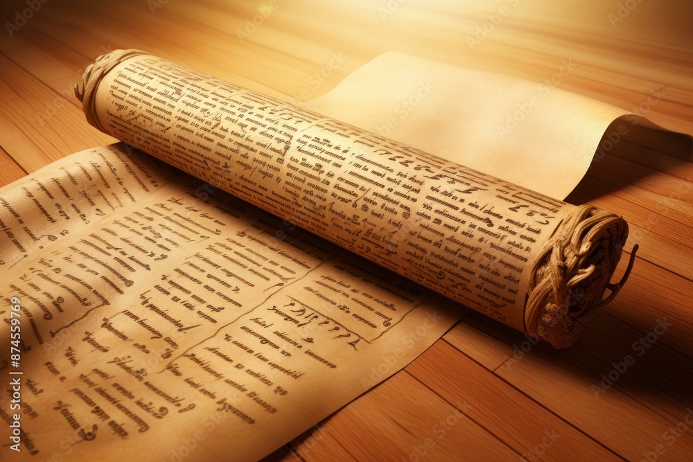Venerable Torah papyrus background. Scroll jewish. Generate Ai Stock ...