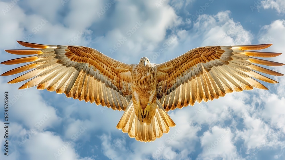 large bird flying in the sky with its wings spread Stock Illustration ...