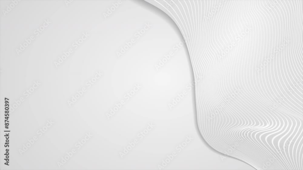 Abstract white grey curved linear waves minimal elegant background ...