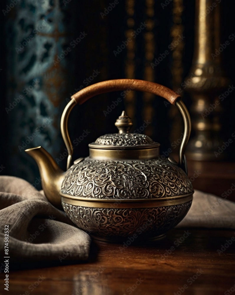 Antique Tea Pot background featuring a vintage teapot with intricate ...
