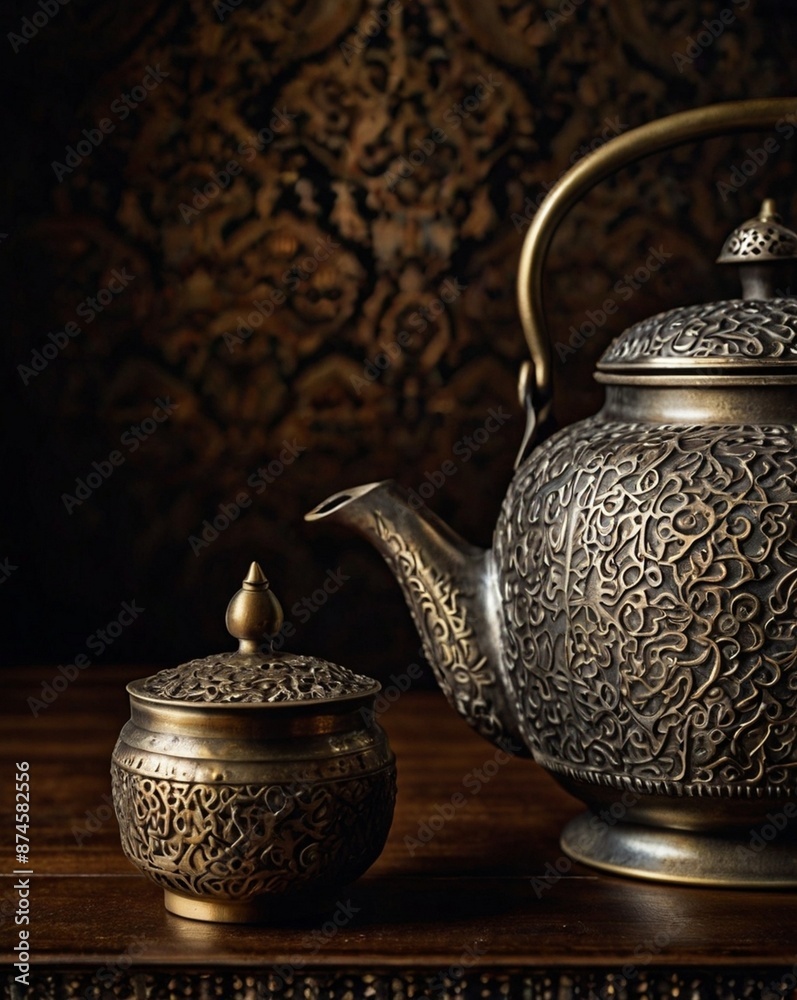 Antique Tea Pot background featuring a vintage teapot with intricate ...