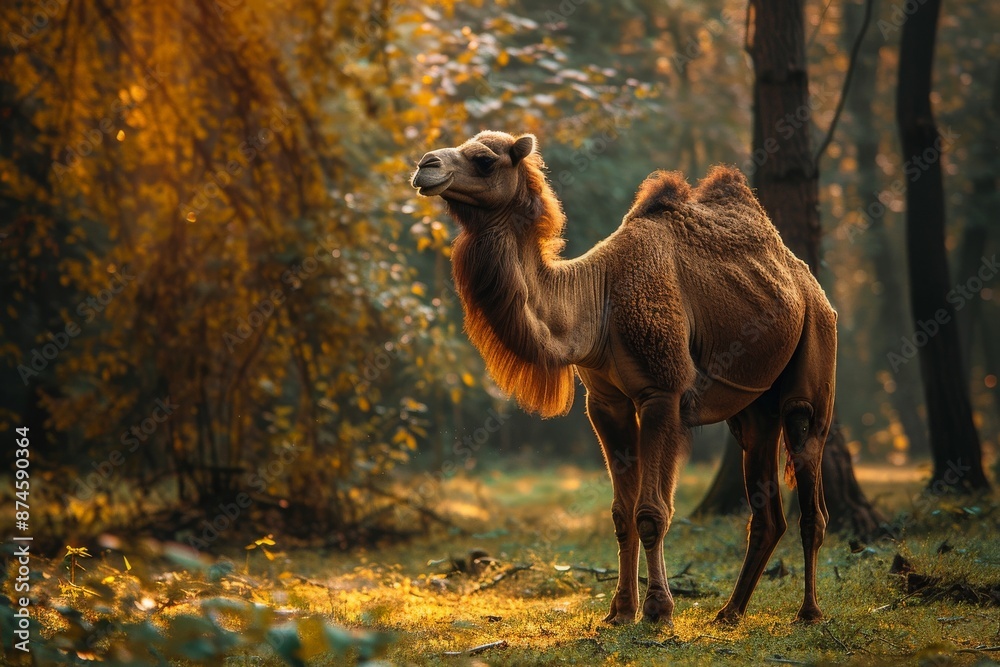 Full body view of Wild Bactrian Camel in natural habitat, full body ...