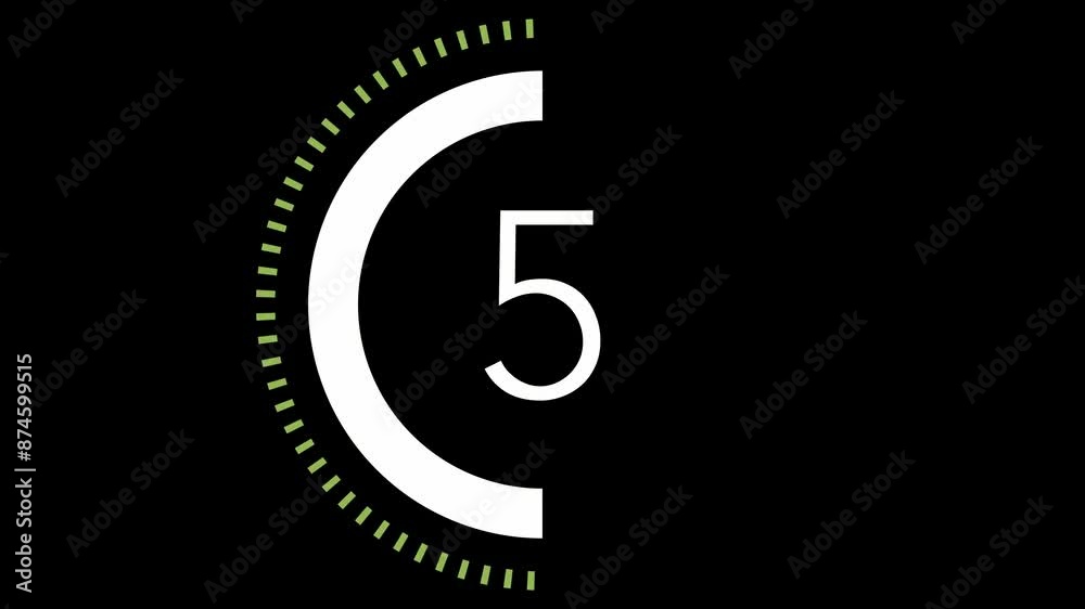 10 seconds dashed line circle countdown timer. Cyber Lime and White on ...