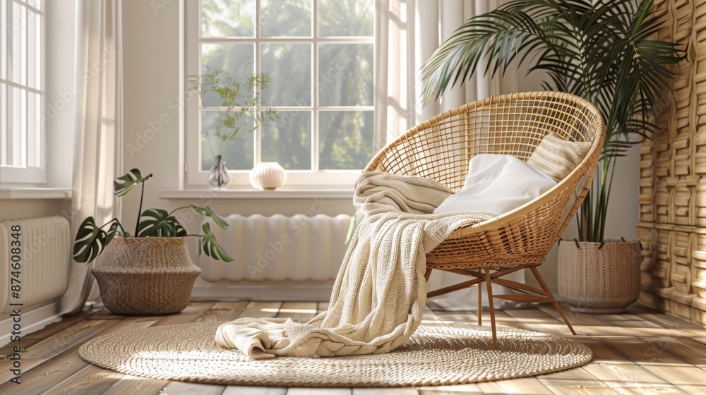 coastal home decor, a cozy coastal corner complete with a rattan chair ...