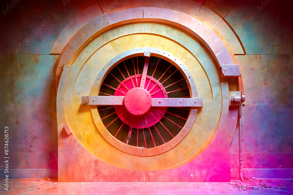 Colorful Vault Door with Pink and Yellow Hues Stock Illustration ...