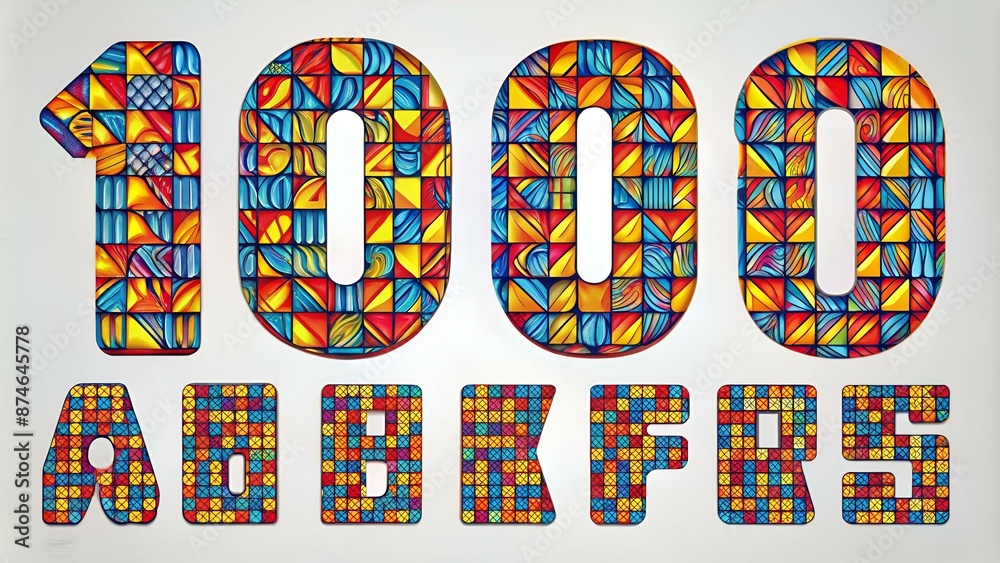 Art font alphabet from thick abstract style letters and numbers, vector ...