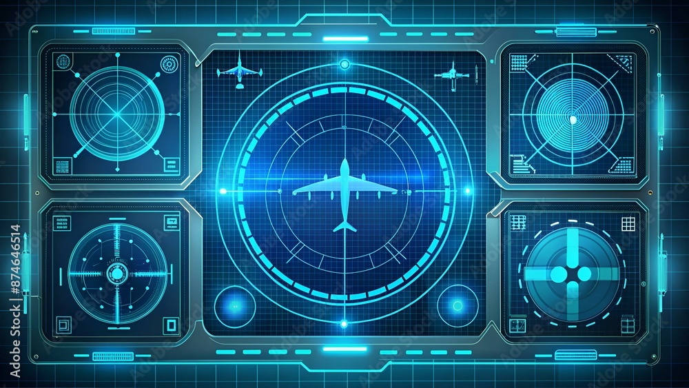 Hud aim control target frames. UI interface, electronic military ...