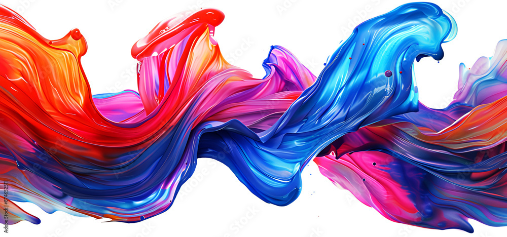 Colorful brush paint ribbon stroke swirl abstract splash wave on ...