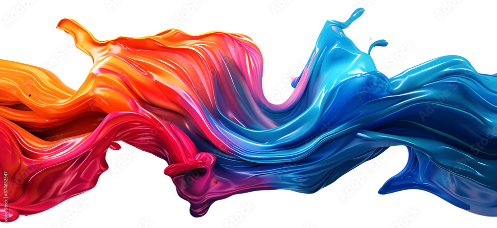 Colorful brush paint ribbon stroke swirl abstract splash wave on ...