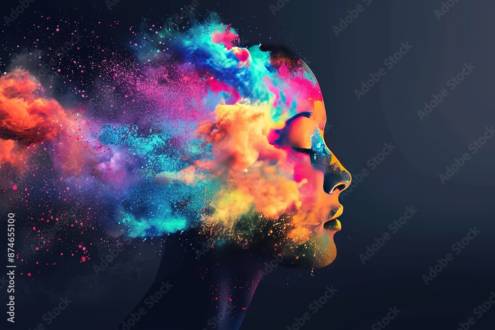 A profile picture of an AI with colorful smoke and powder coming out ...