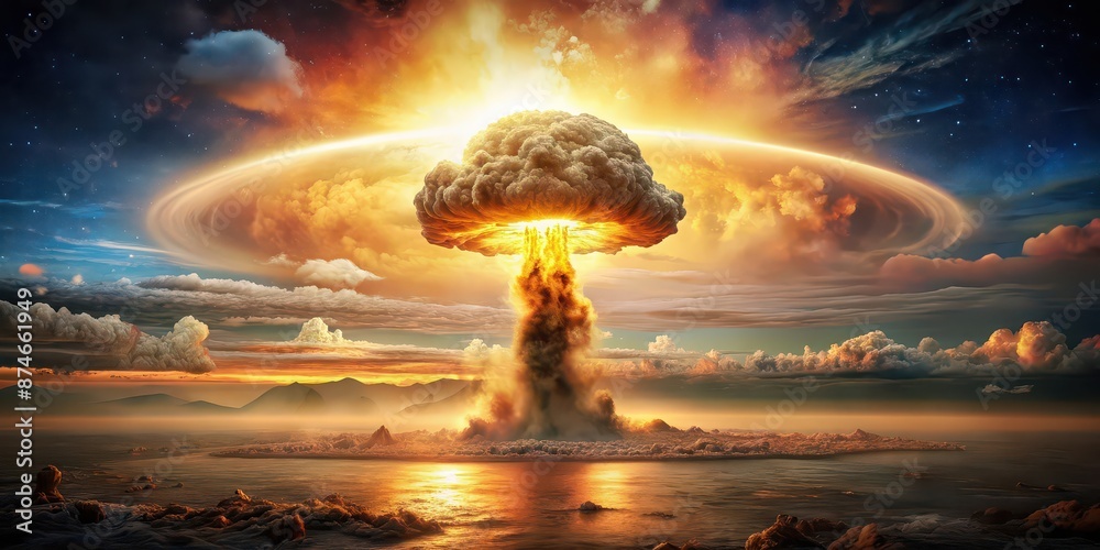 of nuclear explosion causing world devastation , atomic bomb, nuclear ...