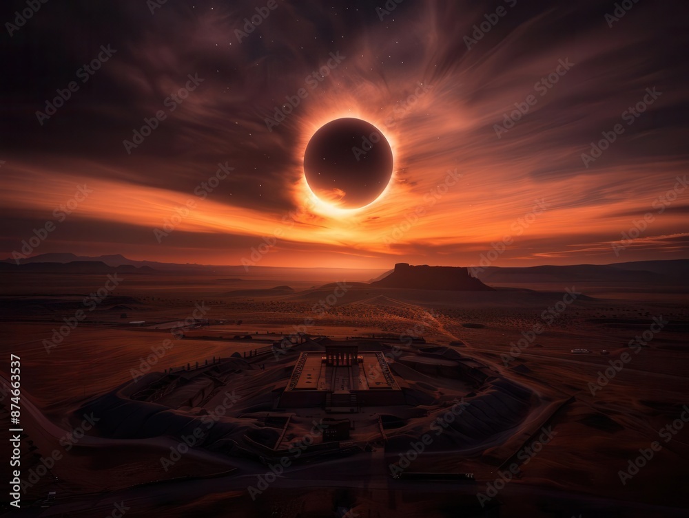 Dramatic drone capture of a solar eclipse over an ancient monument ...