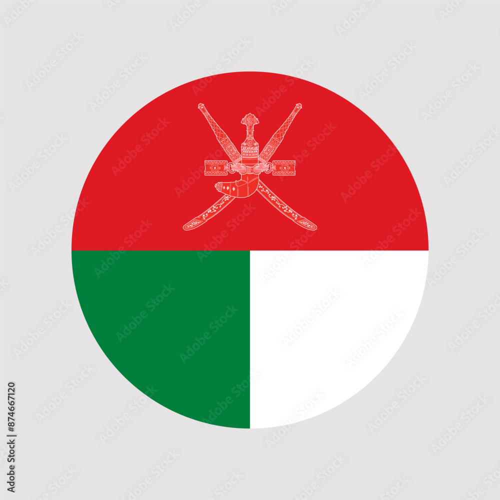 Circular Version of the Official Flag of Oman with National Emblem ...