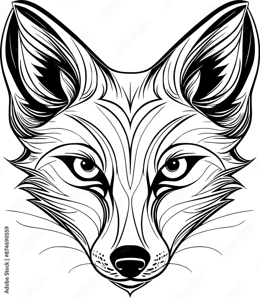 Fox Head Coloring Page ,Fox Head Outline Coloring Sheet,Fox Head ...