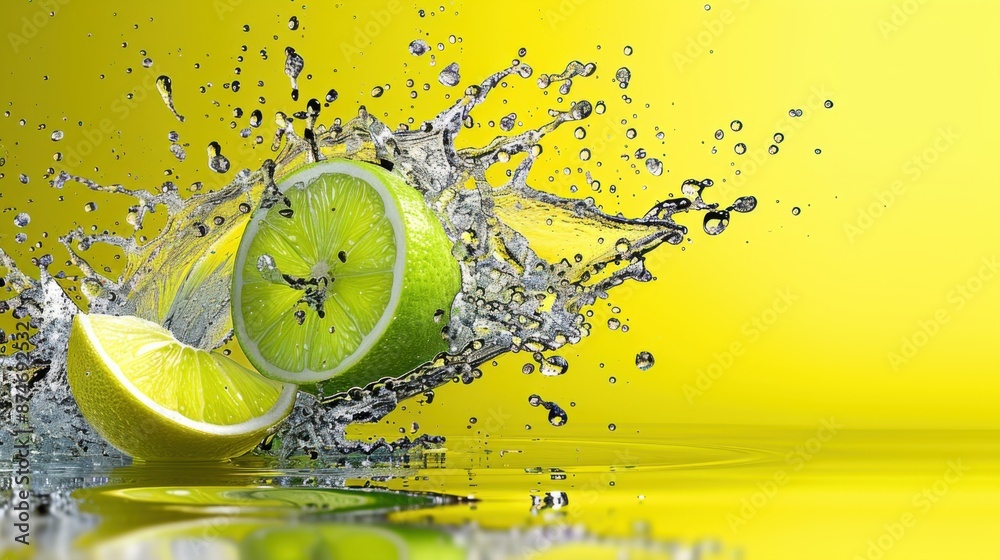 Lime yellow desktop with a subtle reflection, adorned with a vibrant ...