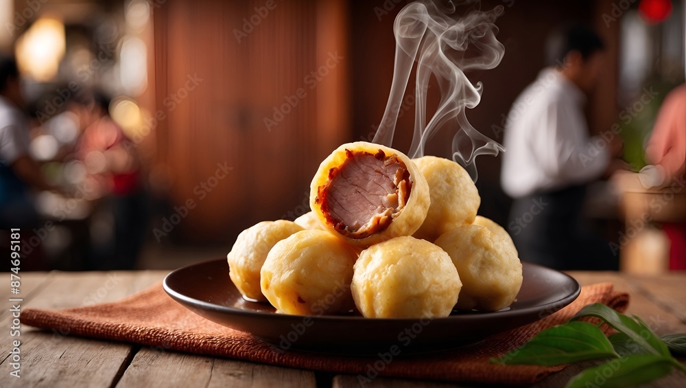 Sakoo Sai Moo thailand food. tapioca balls bursting with juicy pork ...