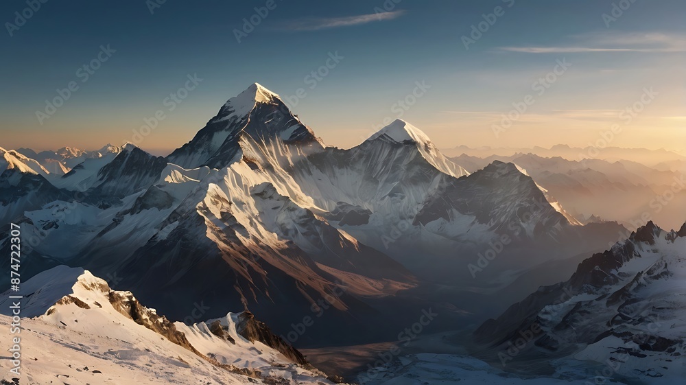 Sunset view of the Himalayas near the Himalayan mount mt Everest ...