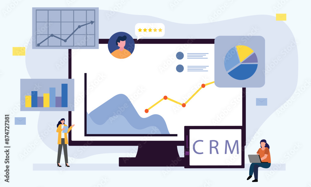 CRM - Customer relationship management concept. Businessman perform ...