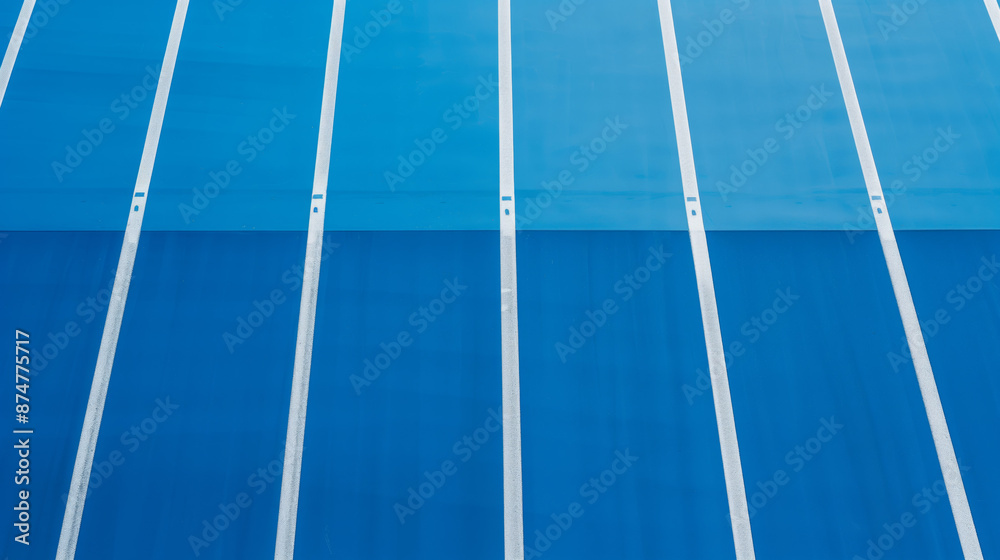 Olympic track lanes with white stripes and start and finish numbers ...