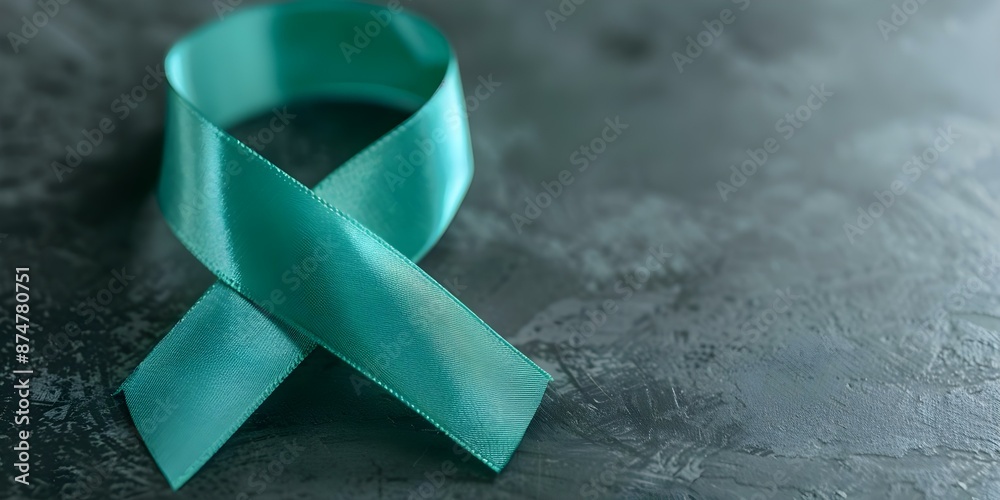 Symbolism of Teal Ribbon for Cancer, OCD, and PTSD Awareness. Concept ...